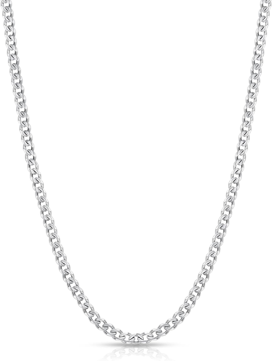 XH 3.5mm Cuban Link Chains for Men, Silver Tone/Black/14K Gold Plated ...