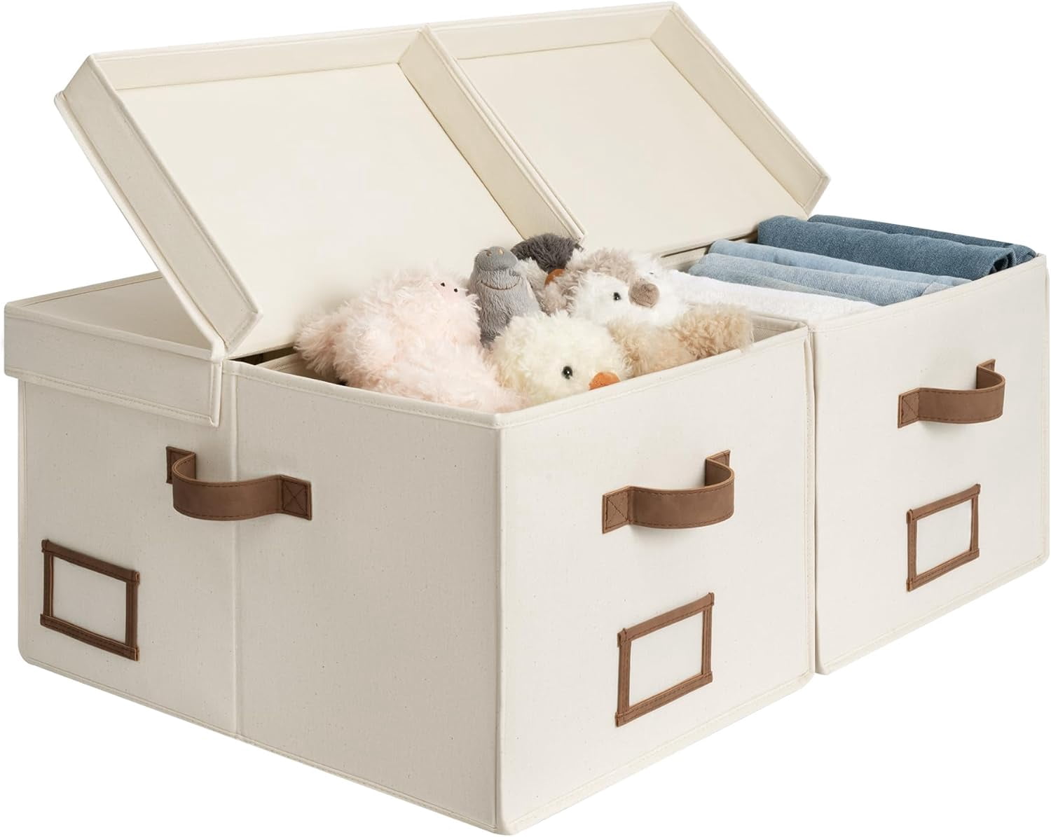 XH Large Clothes Storage Bins, Fabric Boxes with Divider Board, Baskets ...