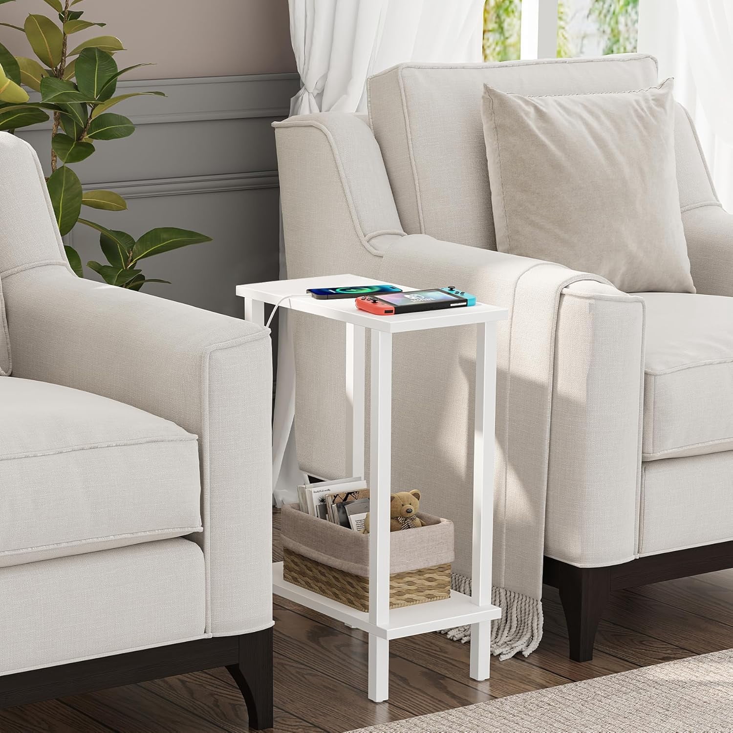 XH Small Side Table, Narrow End Table, Skinny Sofa Table, Slim ...