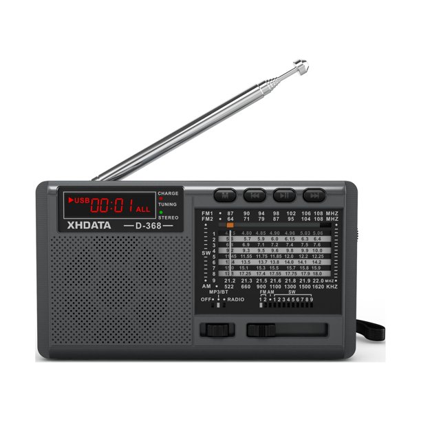 XHDATA D-368 AM/FM/SW Portable Radio and USB/TF/Stereo MP3 Player with ...