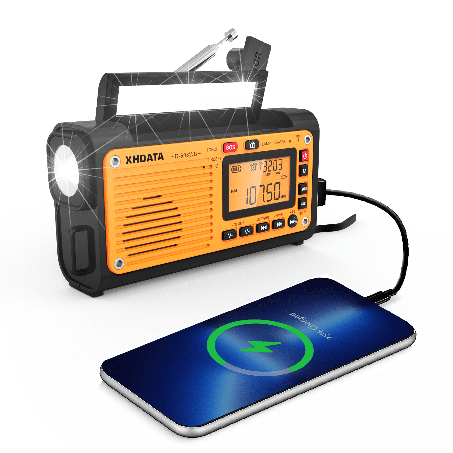 Free Shipping! XHDATA D-608WB Portable Emergency Weather FM/SW/MW/NOAA ...
