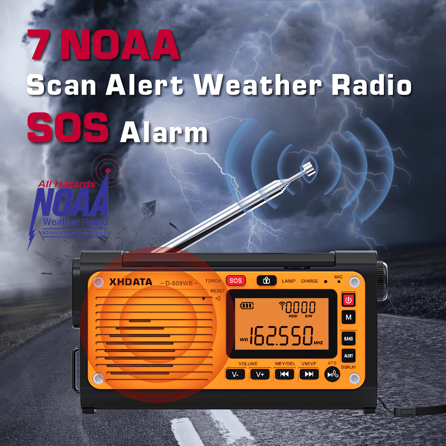 Free Shipping! XHDATA D-608WB Portable Emergency Weather FM/SW/MW/NOAA ...