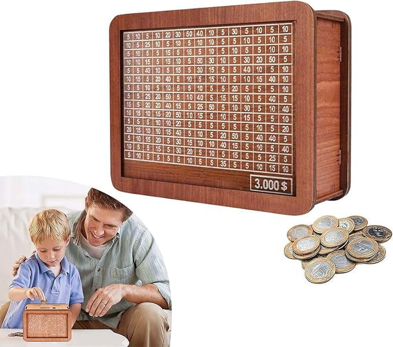 XHJUN 2025 New Wooden Savings Challenge Box,Boasting 1 Marker and 5 ...
