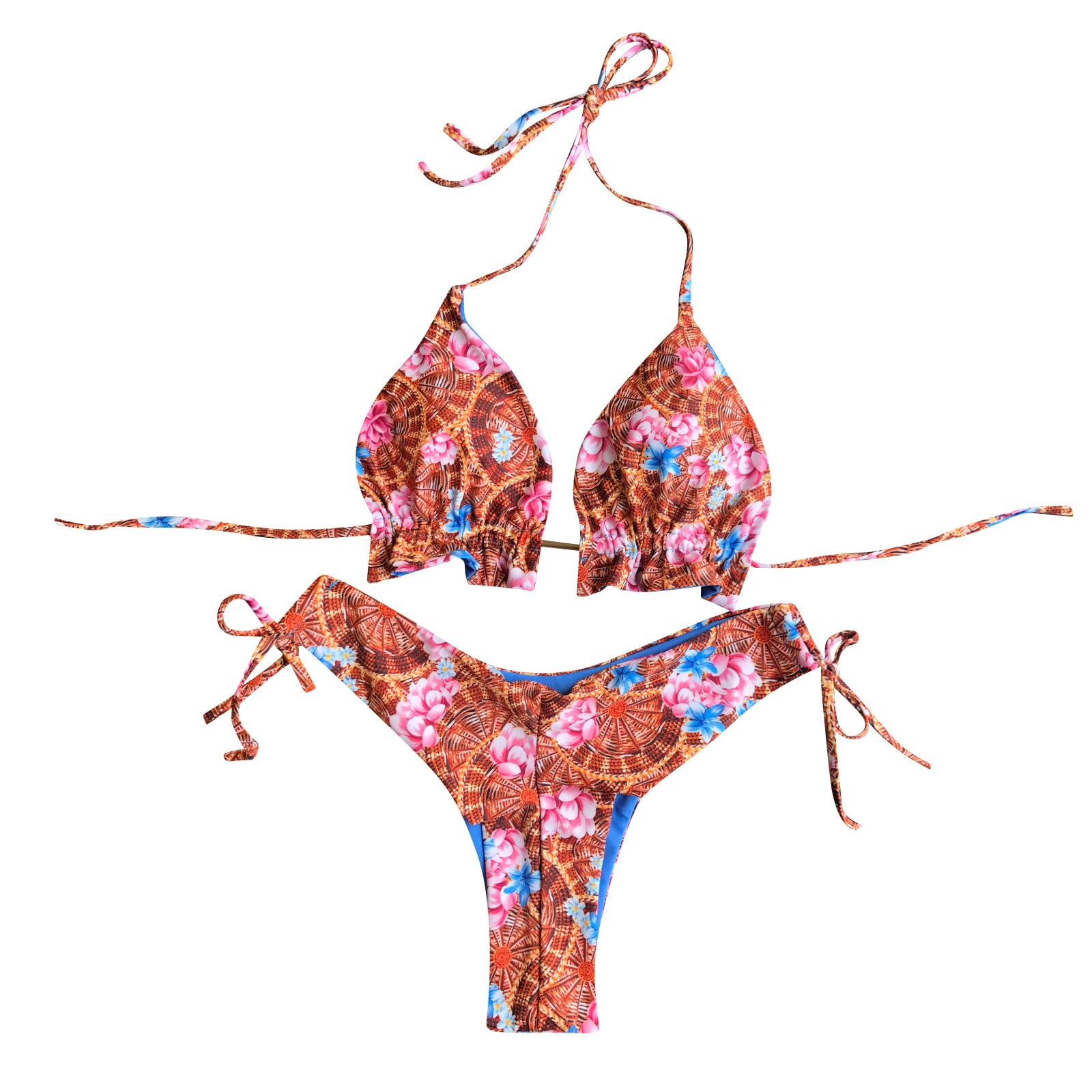 XHJUN Bathing Suit for Women Bikini Halter Padded Top Tie Side Bottom ...