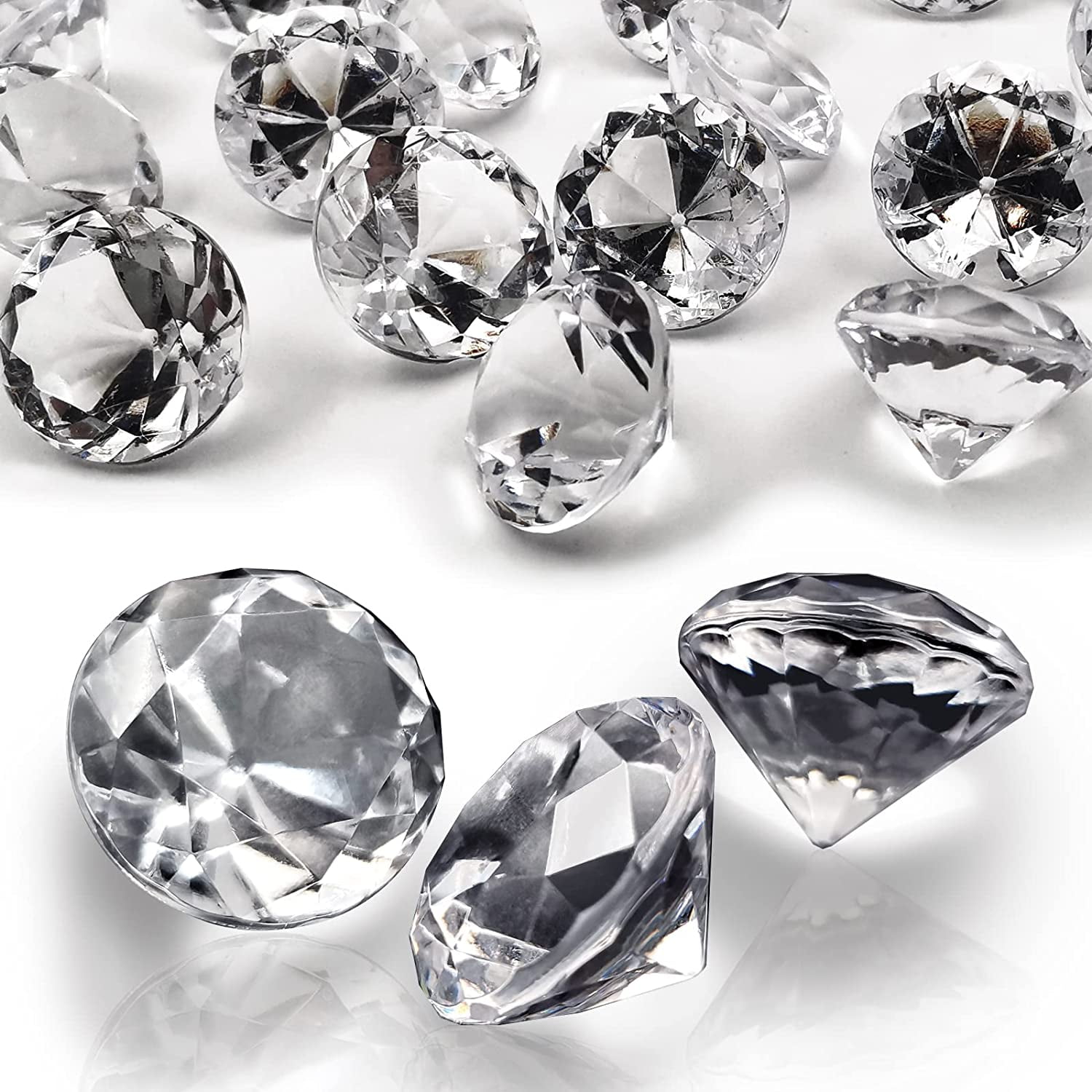 LYFJXX Clear Acrylic Diamonds 100Pcs 25mm, Decorative Sparkling Gems ...