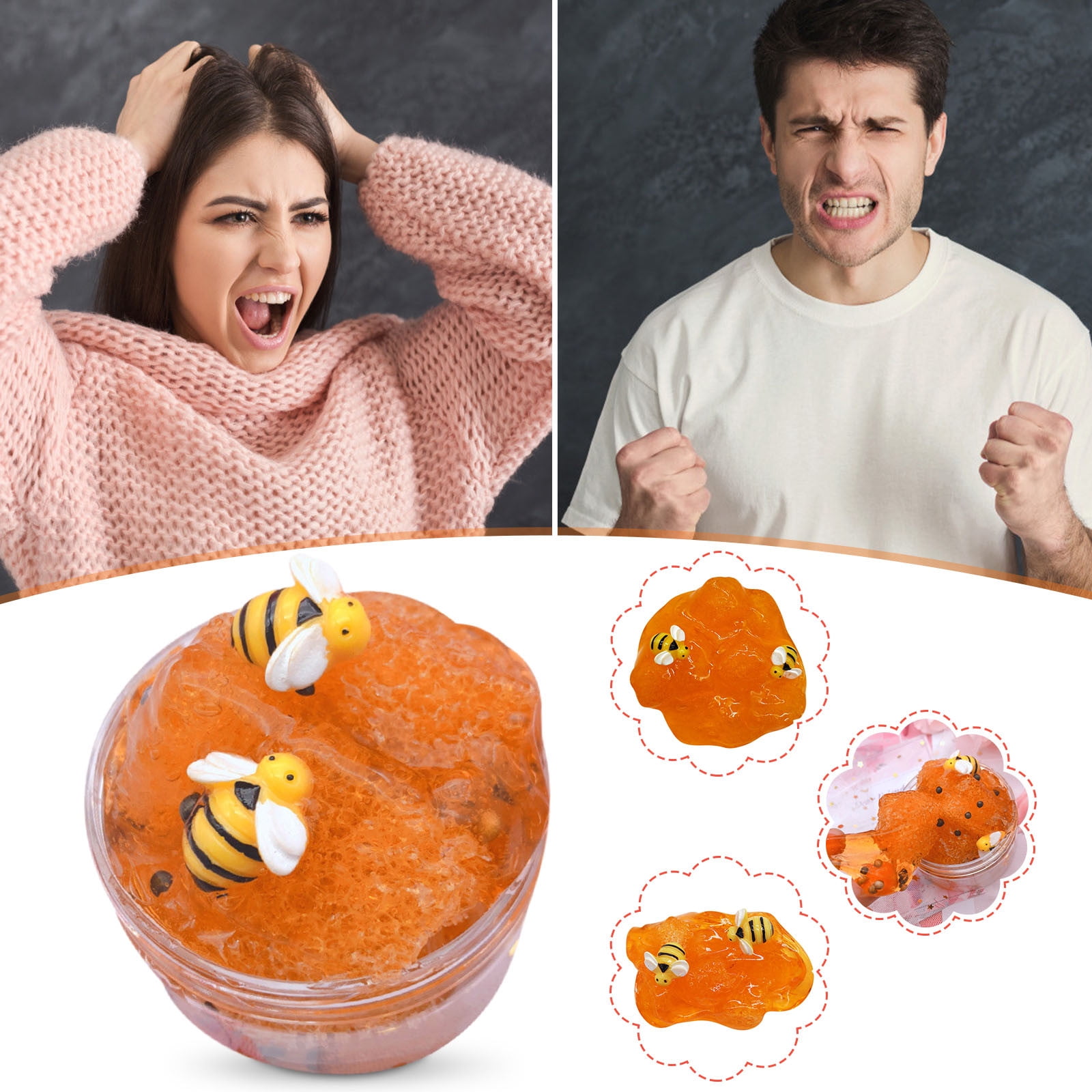 XHLQCBL Toys,60ml Crystal Slime Toys Clear Honey Slime Bee Polymer ...