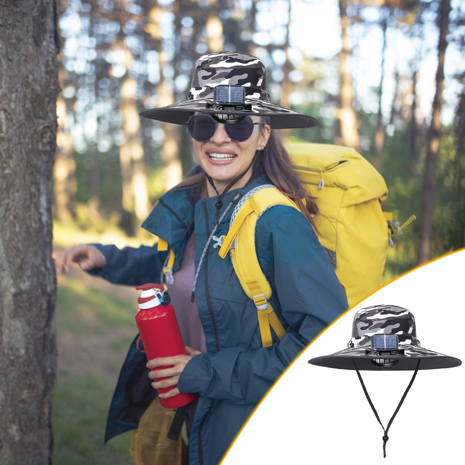 XHLQCBL Wide Brim Solar Fan Outdoor Fishing Hat-Solar & USB Charging ...