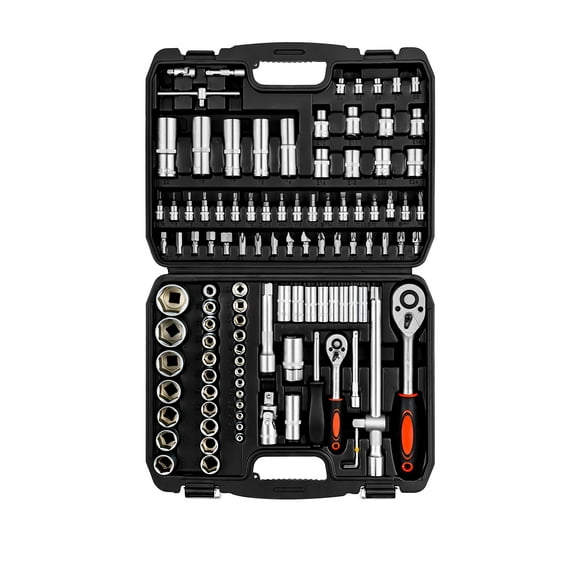 XHTT Mechanics Tools Kit,108-Piece 1/4"&1/2 Metric And Standard Socket ...