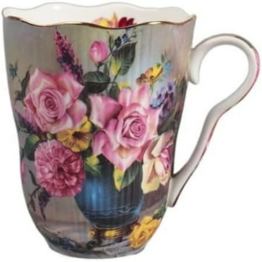 TJ Gobal Porcelain Coffee Mug, Tea Cup with Saucer and Golden Spoon ...