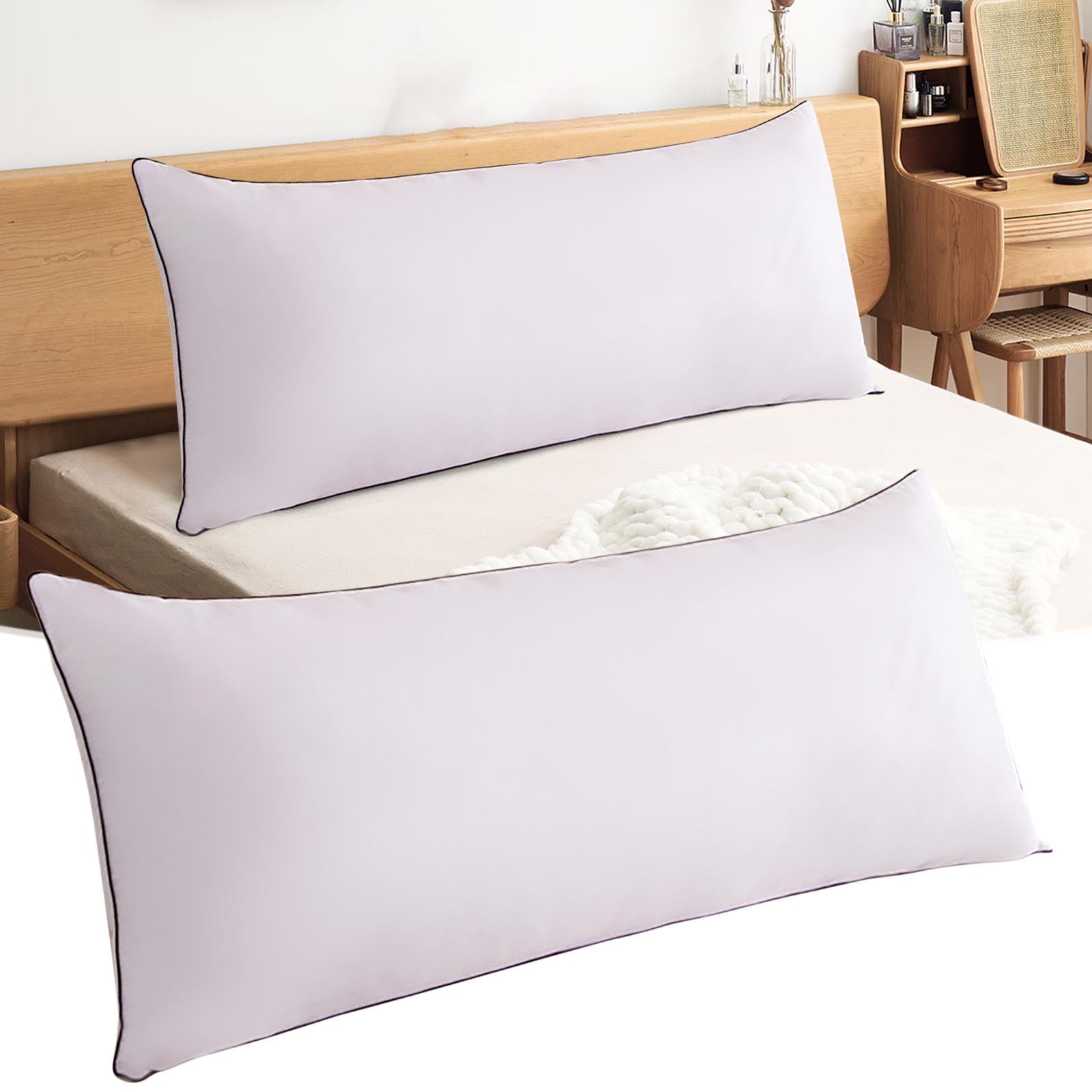 XIA0LE Body Pillow, 19x47in Long Pillow For Bed, Soft Fluffy Cotton ...