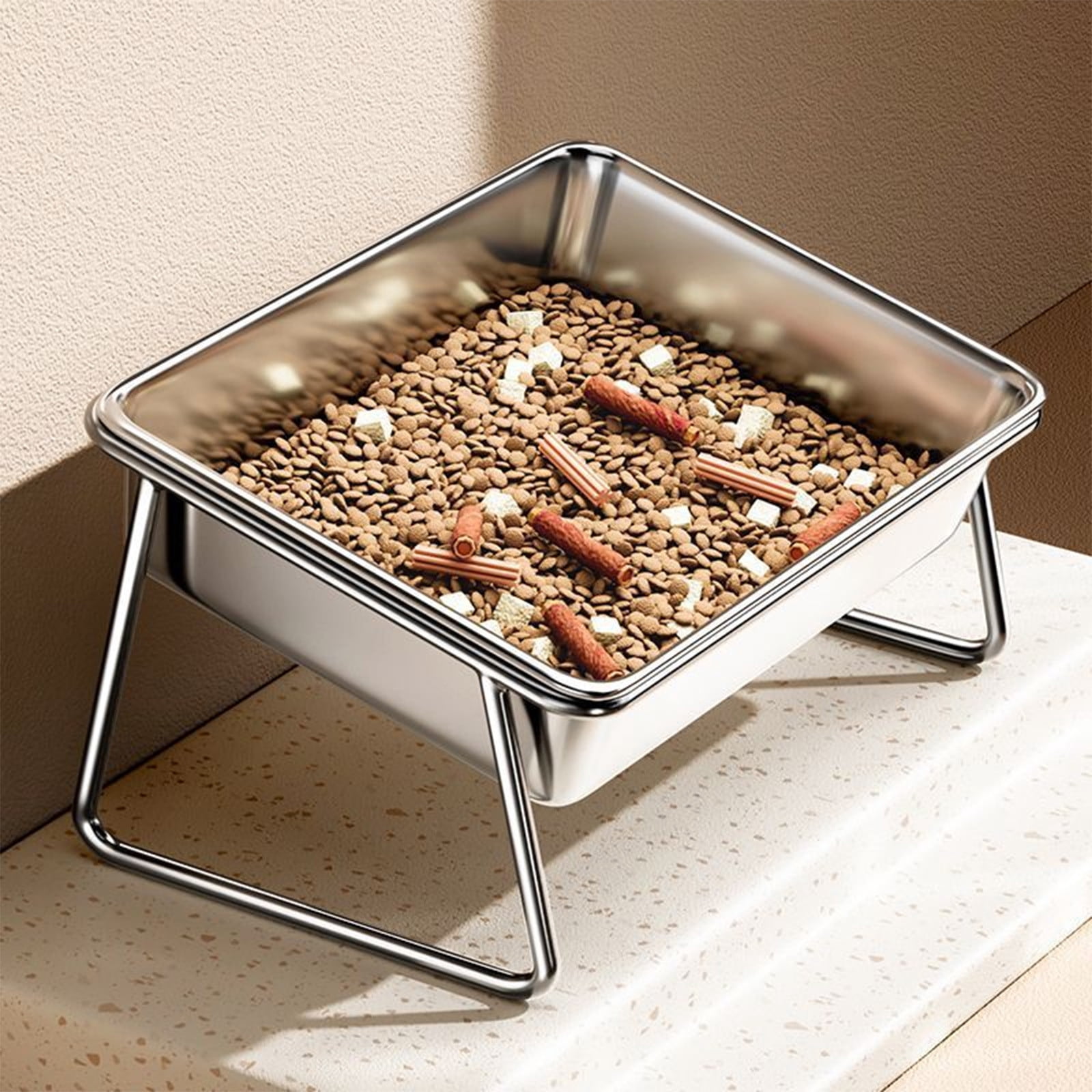 XIA0LE Cat Feeding Station With Lid, 15°Tilted Stand Anti Vomiting ...