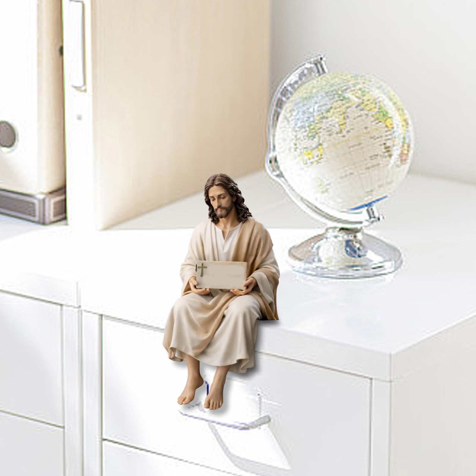 XIA0LE Jesus Resin Desk Companion Figurine,Handmade Sitting Jesus ...