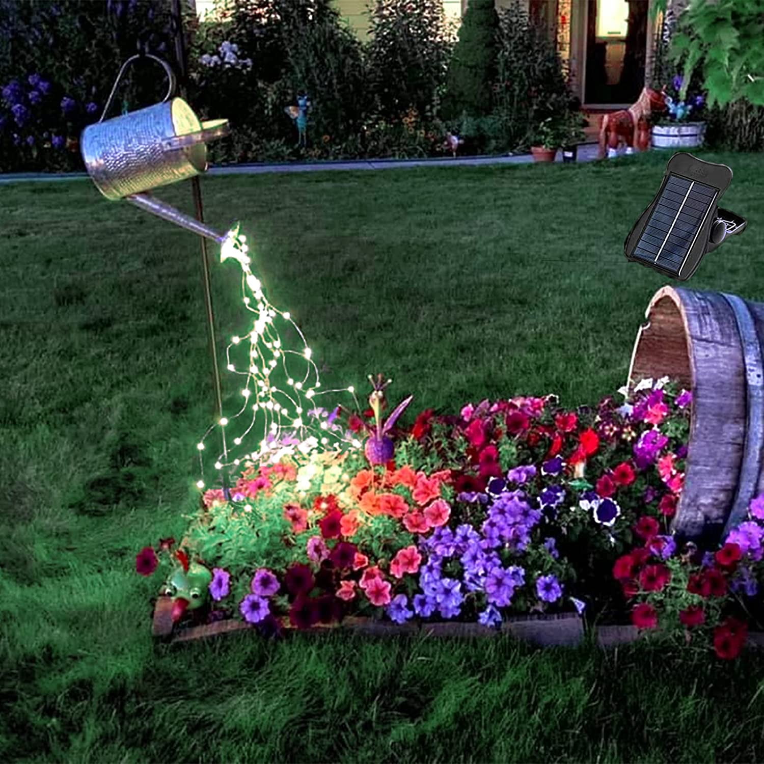 XIACOCO-1 Pack 8 Modes Solar Waterfall Lights, Solar Fairy Lights ...