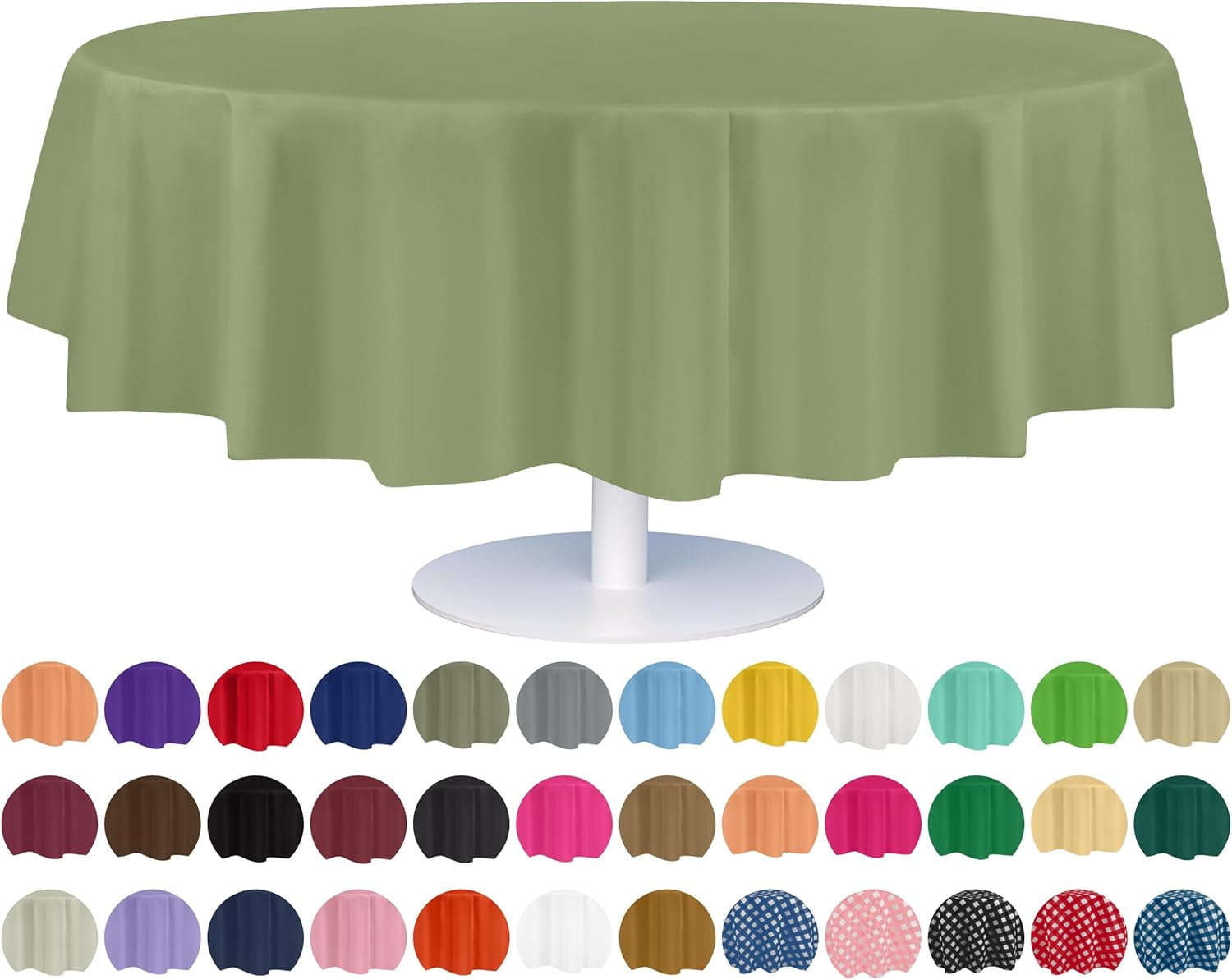 XIACOCO-12 Pack Premium Disposable Plastic Tablecloth 84 Inch Round ...