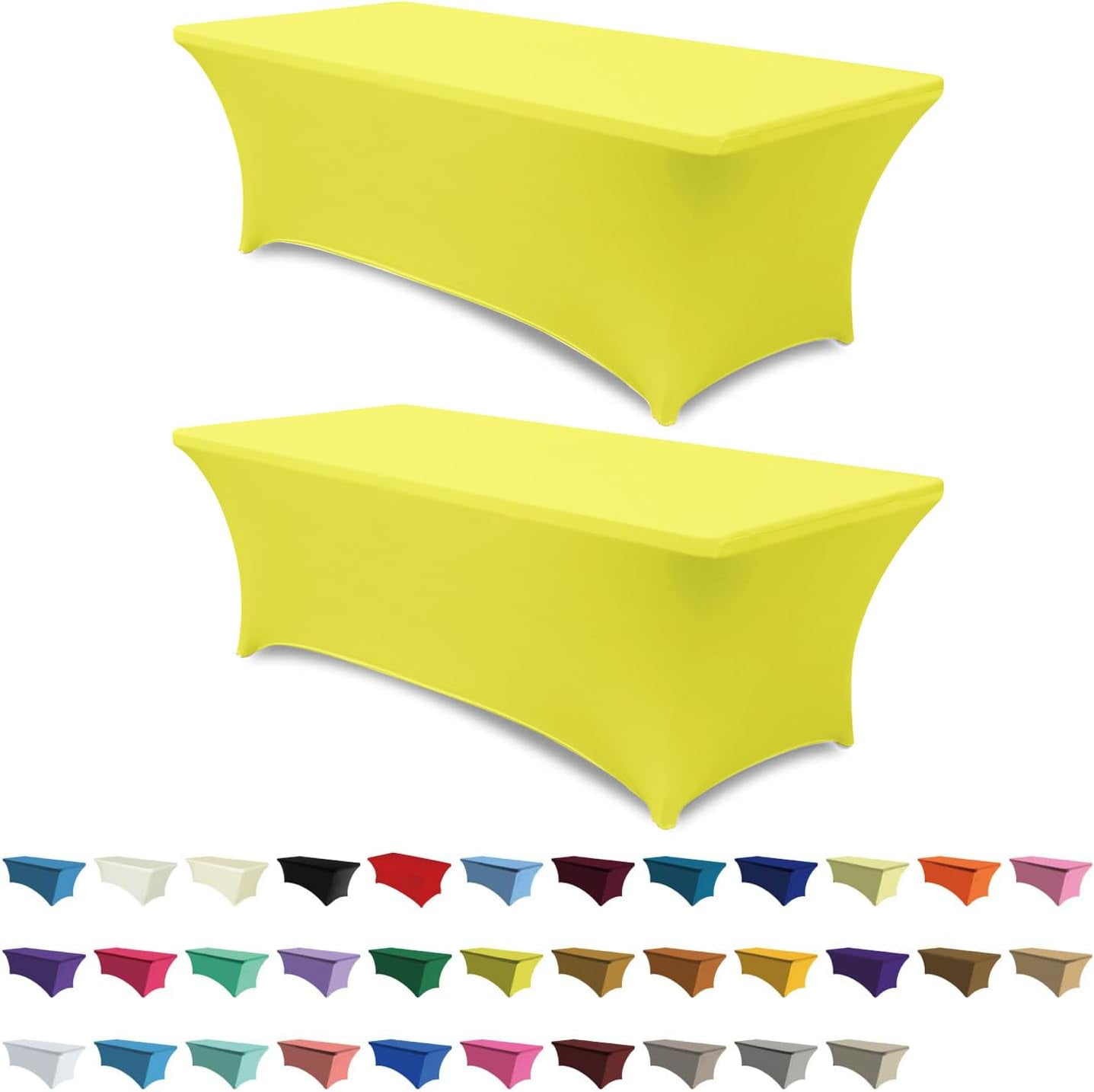 XIACOCO-2 Pack 6 Ft Spandex Tablecloths Stretch Table Cover Rectangular Table Fitted Polyester ...