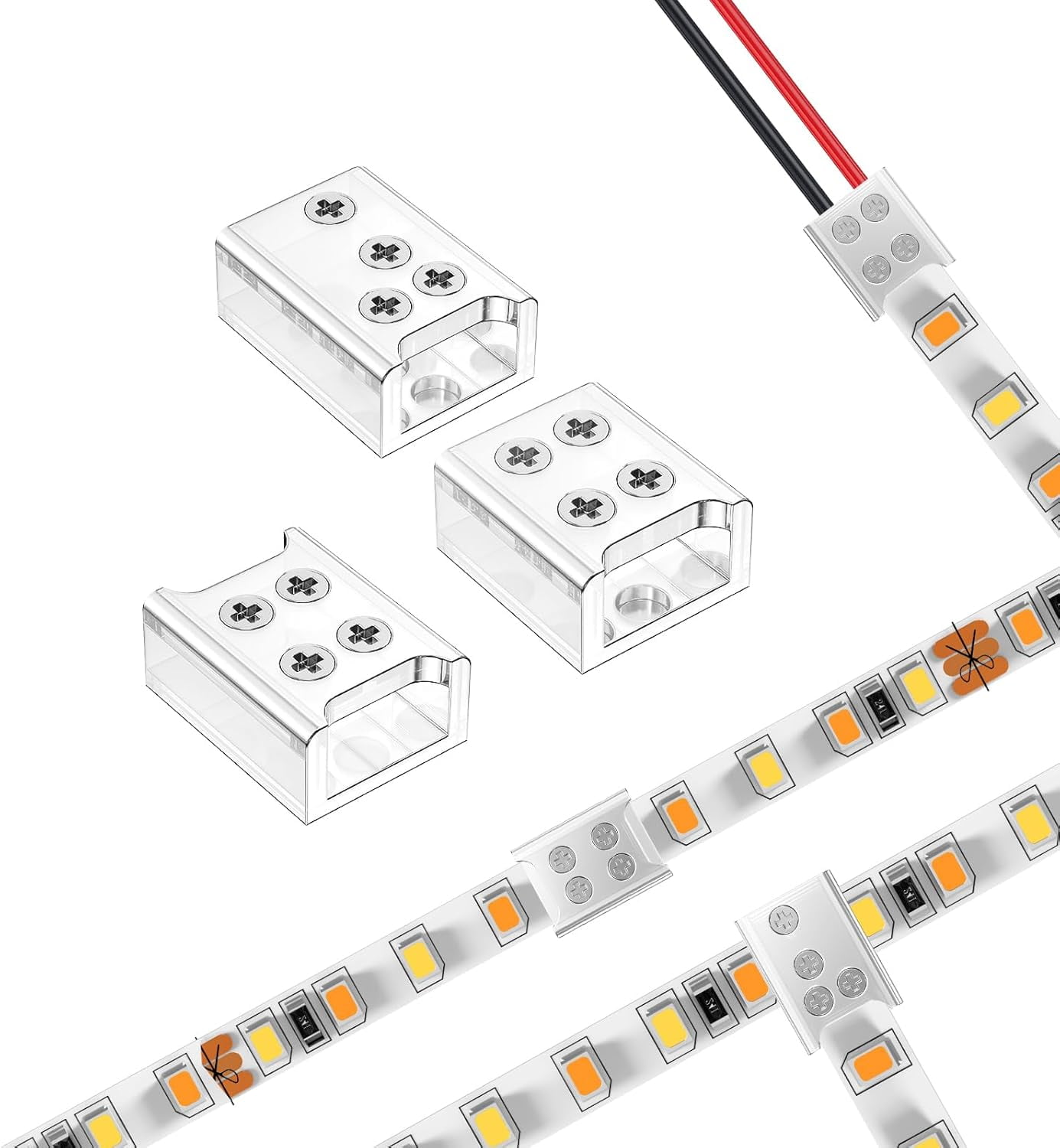 XIACOCO-2-Pin Led Strip Connectors Kit 10Mm, Led Light Connectors Kit ...