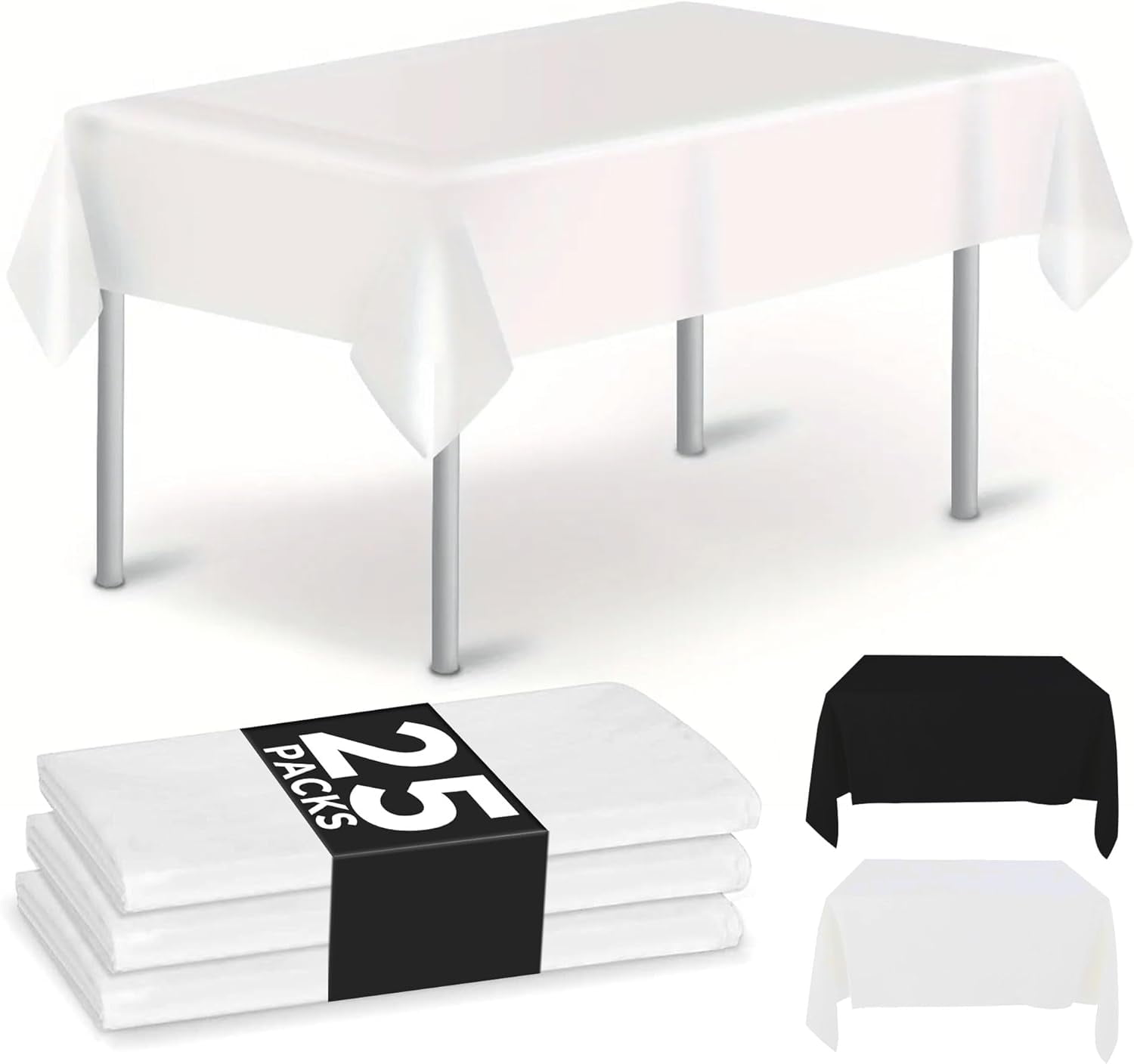 XIACOCO-25-Pack Disposable Plastic Tablecloths, 54" X 108" Plastic ...