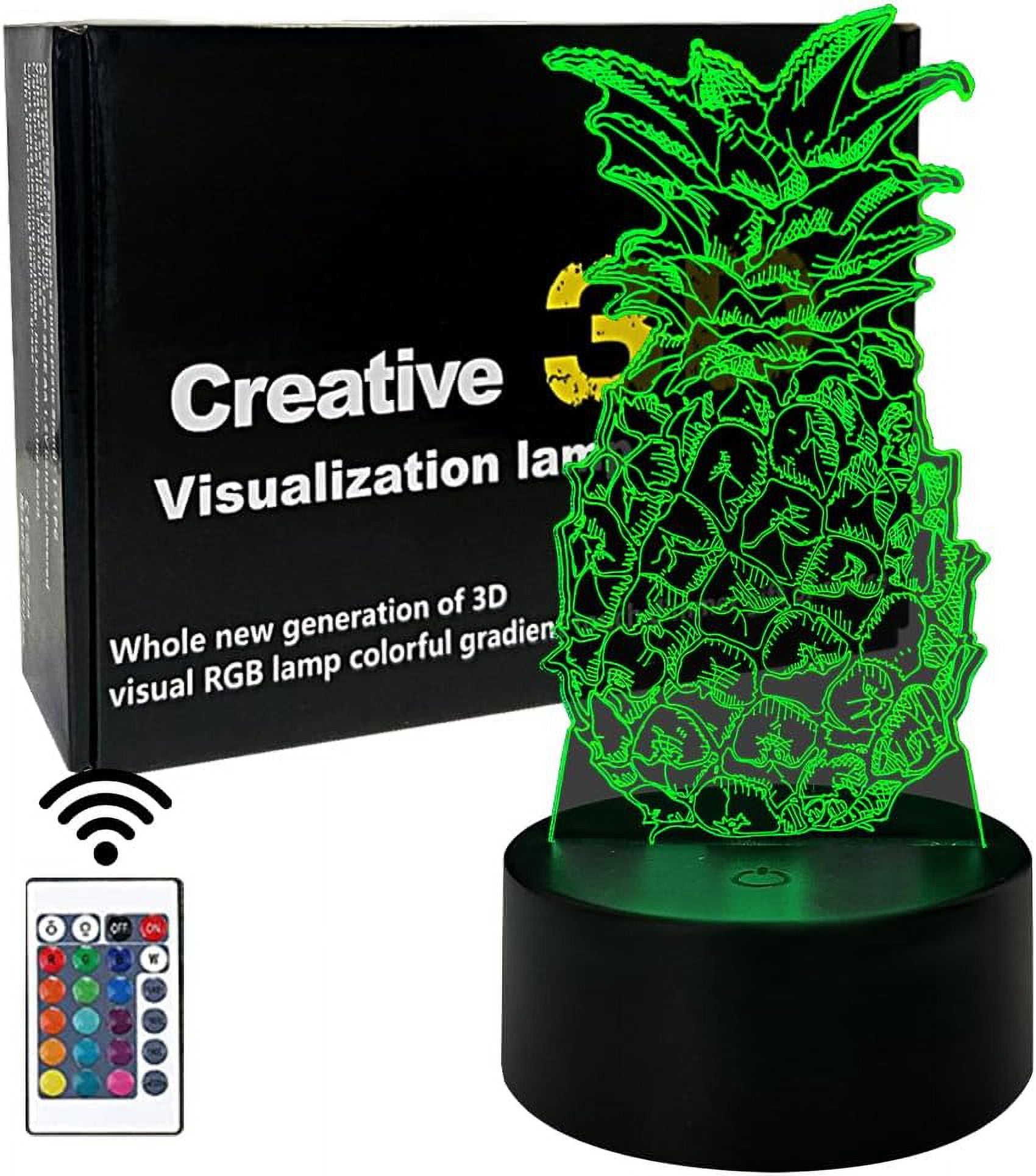 XIACOCO-3D Pineapple Illusion Night Light,7 Colors Auto Gradual ...