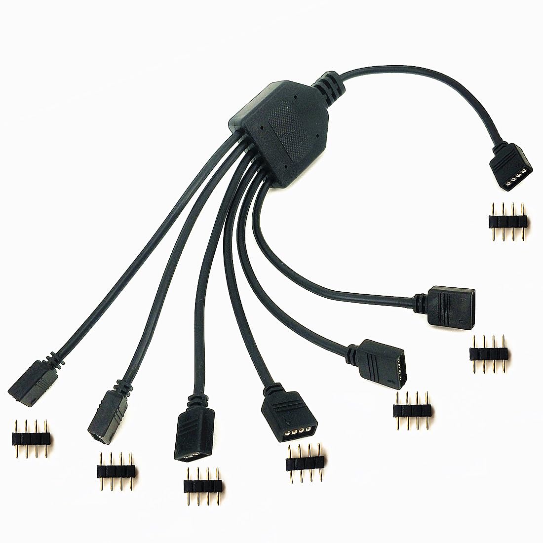 XIACOCO-4-Pin Rgb Splitter Extension 1 To 6 Led Light Strip Connectors ...