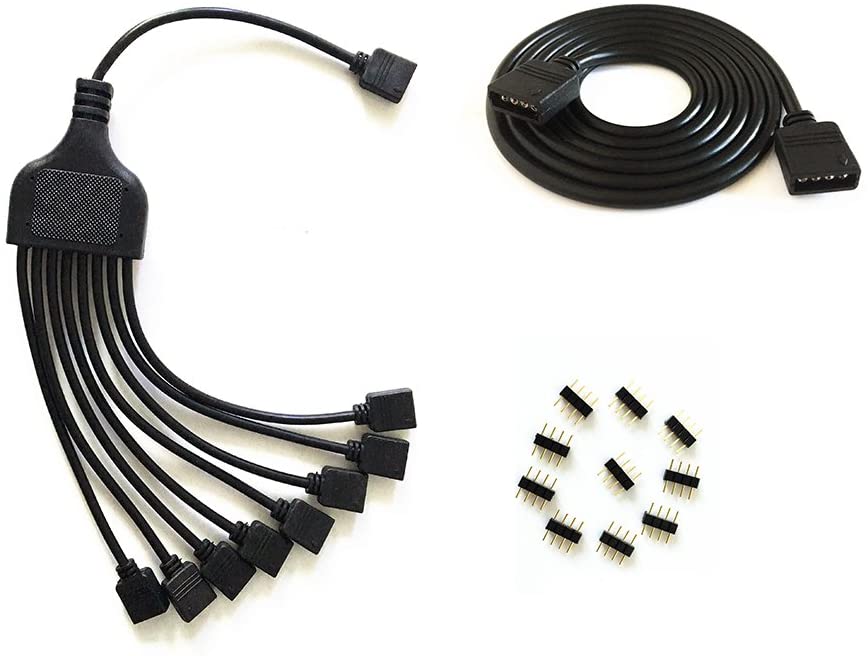 XIACOCO-4 Pins Black Rgb Led Splitter Cable Led Strip Connector 8 Way ...