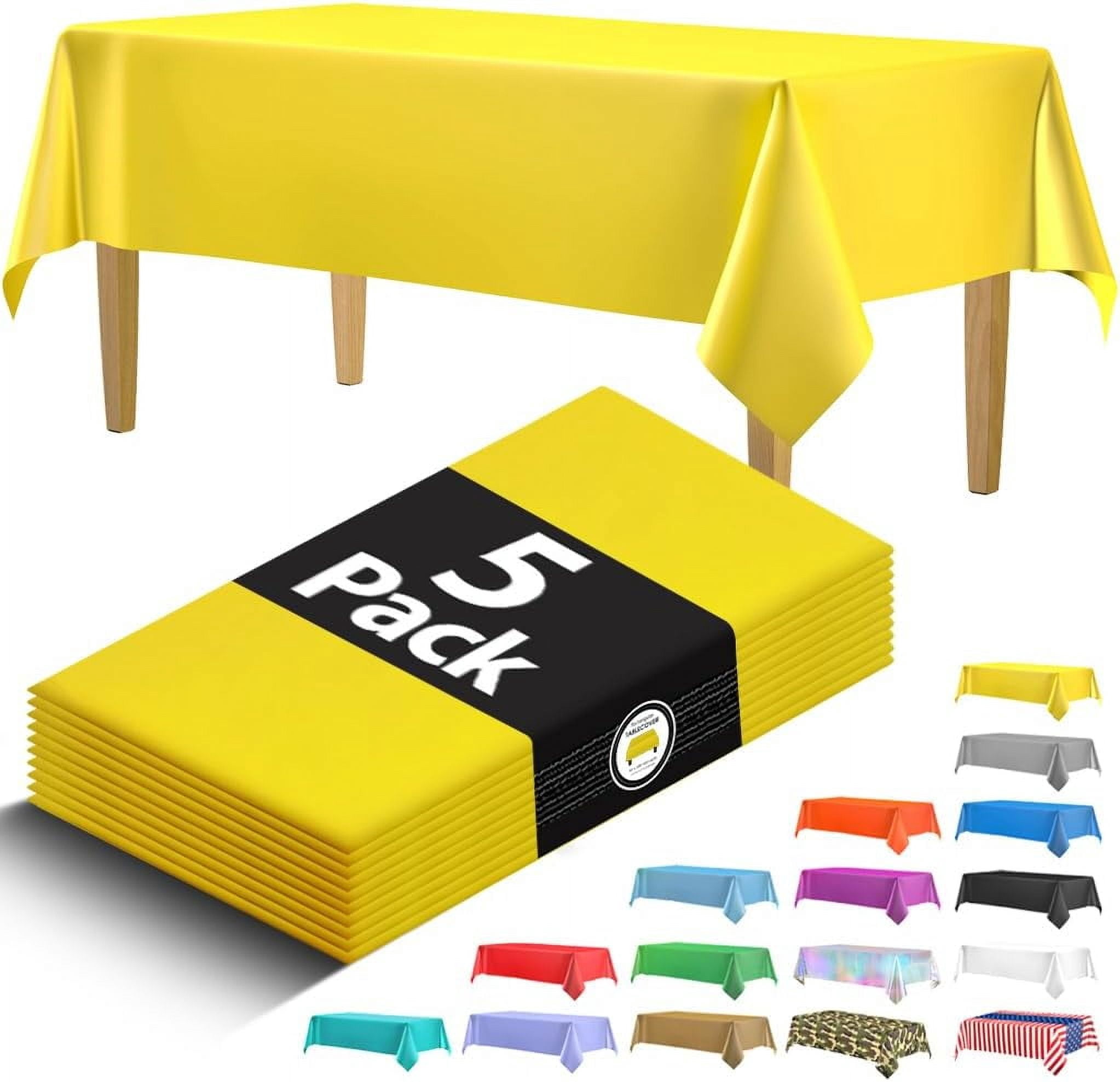 XIACOCO-5 Pack Premium Yellow Plastic Tablecloth - 108 X 54 In ...