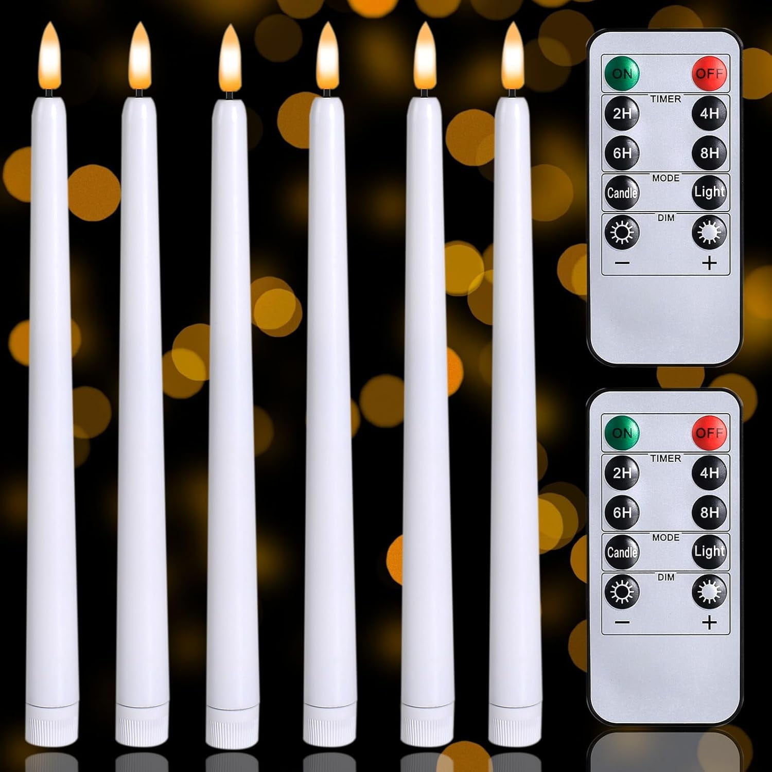 XIACOCO-Battery Operated Taper Candles, 6 Pack Flameless Candlesticks ...
