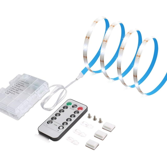 XIACOCO-Battery Powered Strip Lights White With Remote, 3.3Ft Led Strip ... XIACOCO-Battery Powered Strip Lights White With Remote, 3.3Ft Led Strip ...