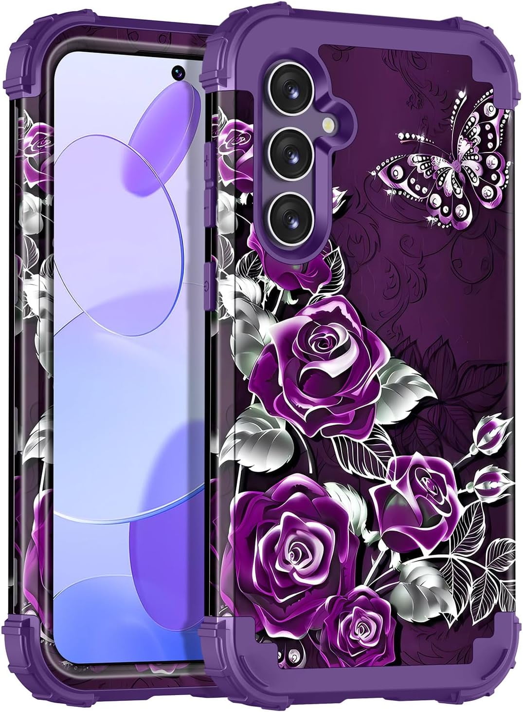 XIACOCO-For Galaxy S23 Fe 5G Case,Glow In The Dark Three Layer Heavy ...