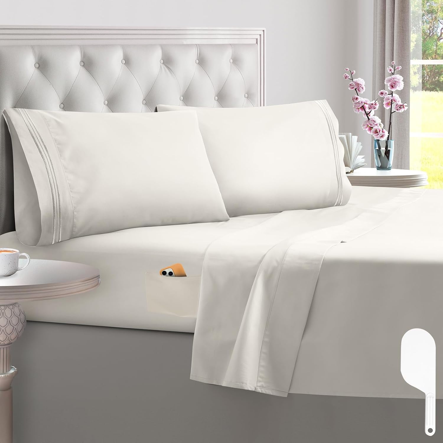 XIACOCO-Full Size Bed Sheets - Soft Microfiber 4 Piece 21" Deep Pocket ...