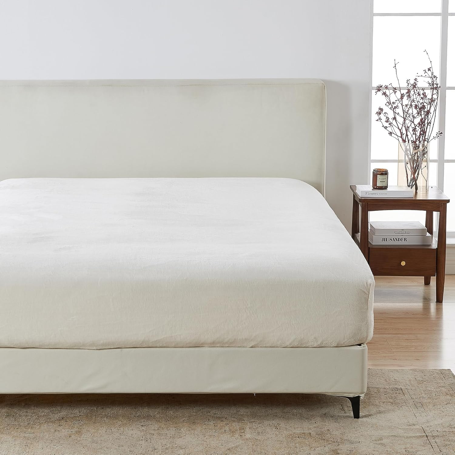 XIACOCO-King Size Fitted Sheet - Velvet Plush, Micro Fleece Bottom ...