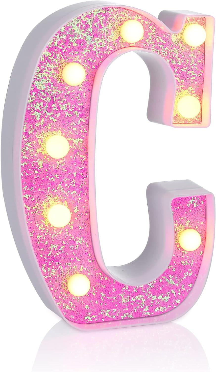 XIACOCO-Led Letter Lights Sign Light Up Pink Letters Glitter Alphabet ...