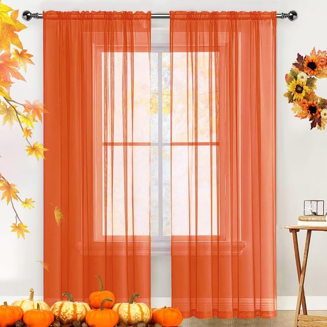 XIACOCO-Spacedresser Sheer Voile Window Treatment Rod Pocket Curtain ...