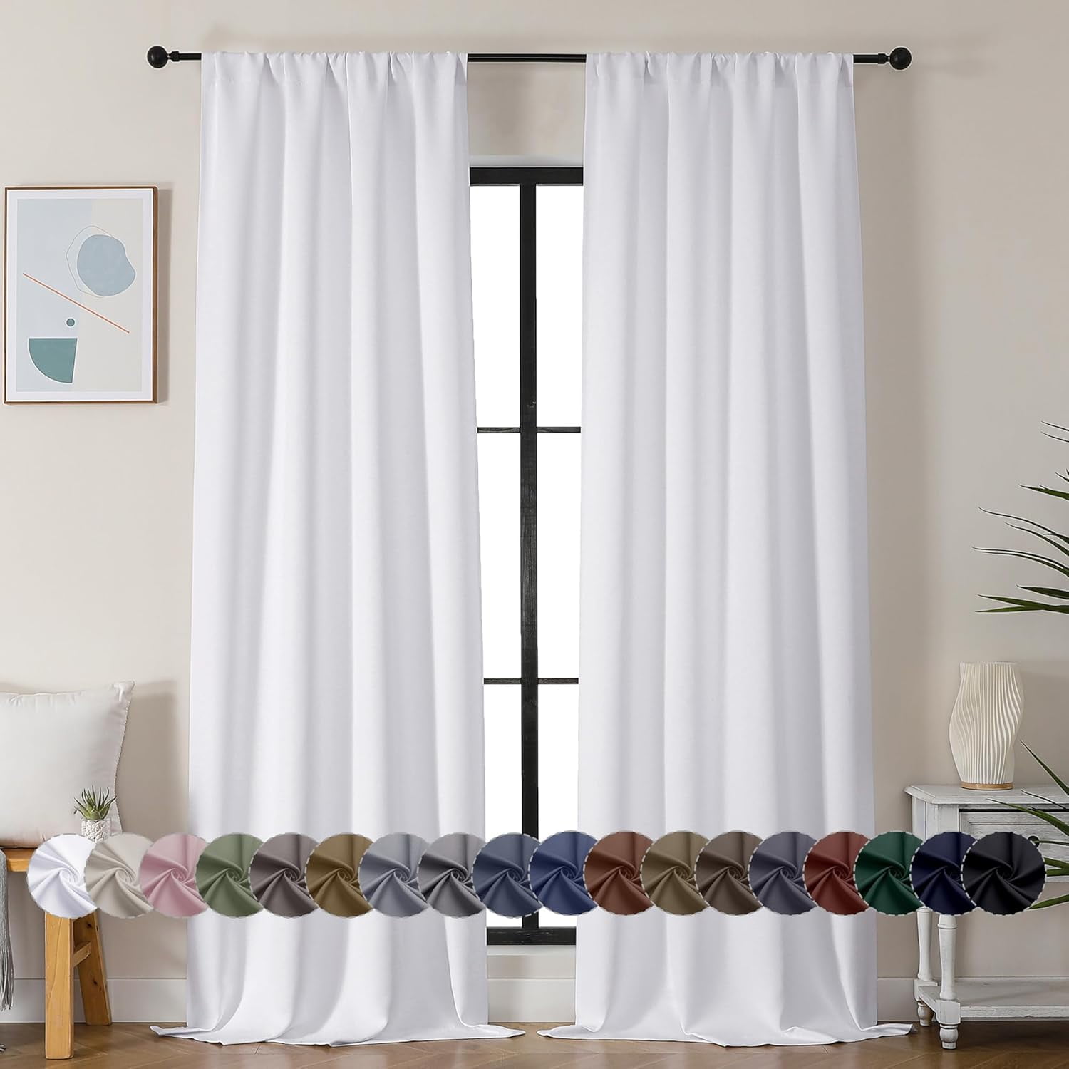 XIACOCO-White Sheer Curtains 84 Inches Long 2 Panels Set, Sheer White ...