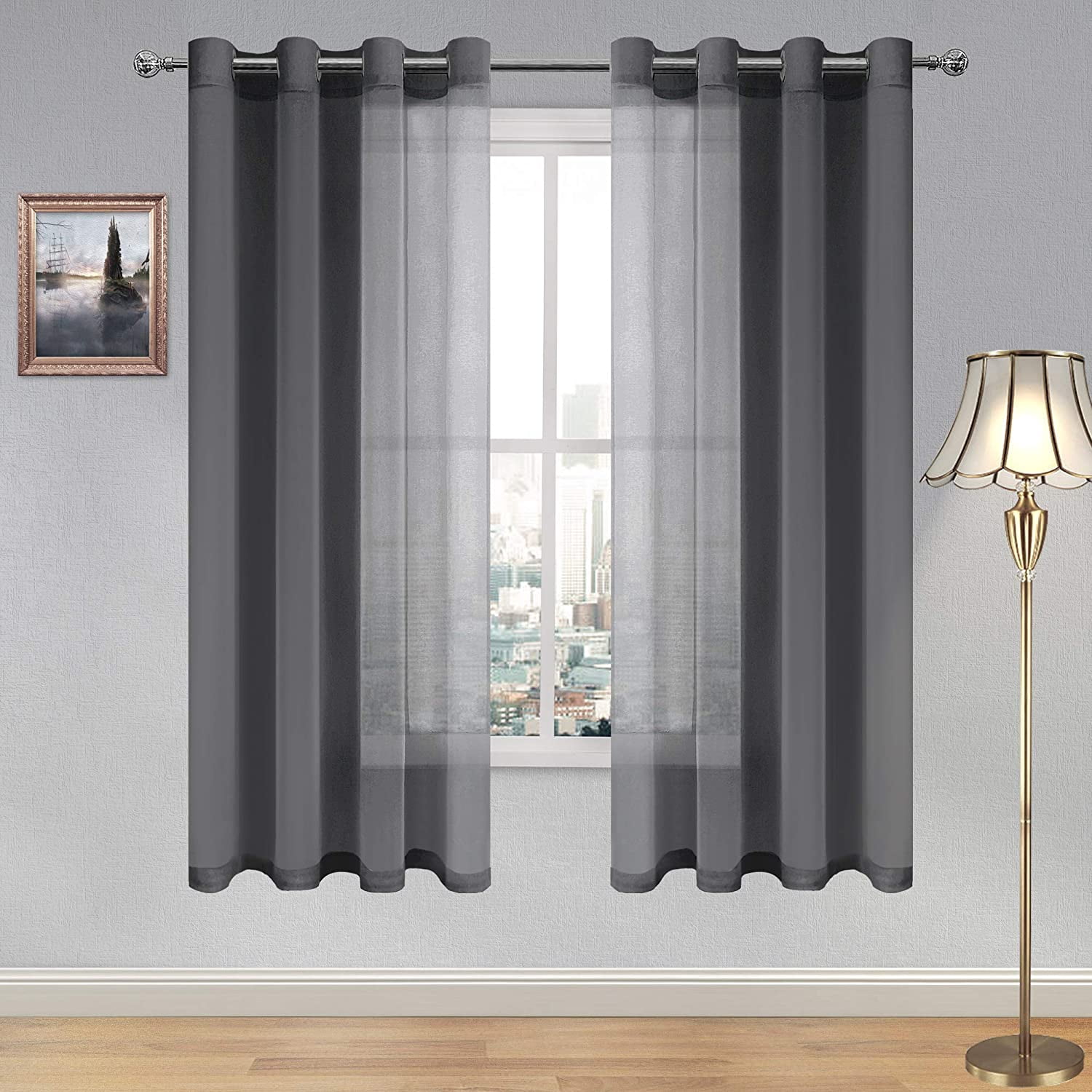 XIACOCO-White Sheer Curtains 84 Inches Long 2 Panels Set, Sheer White ...