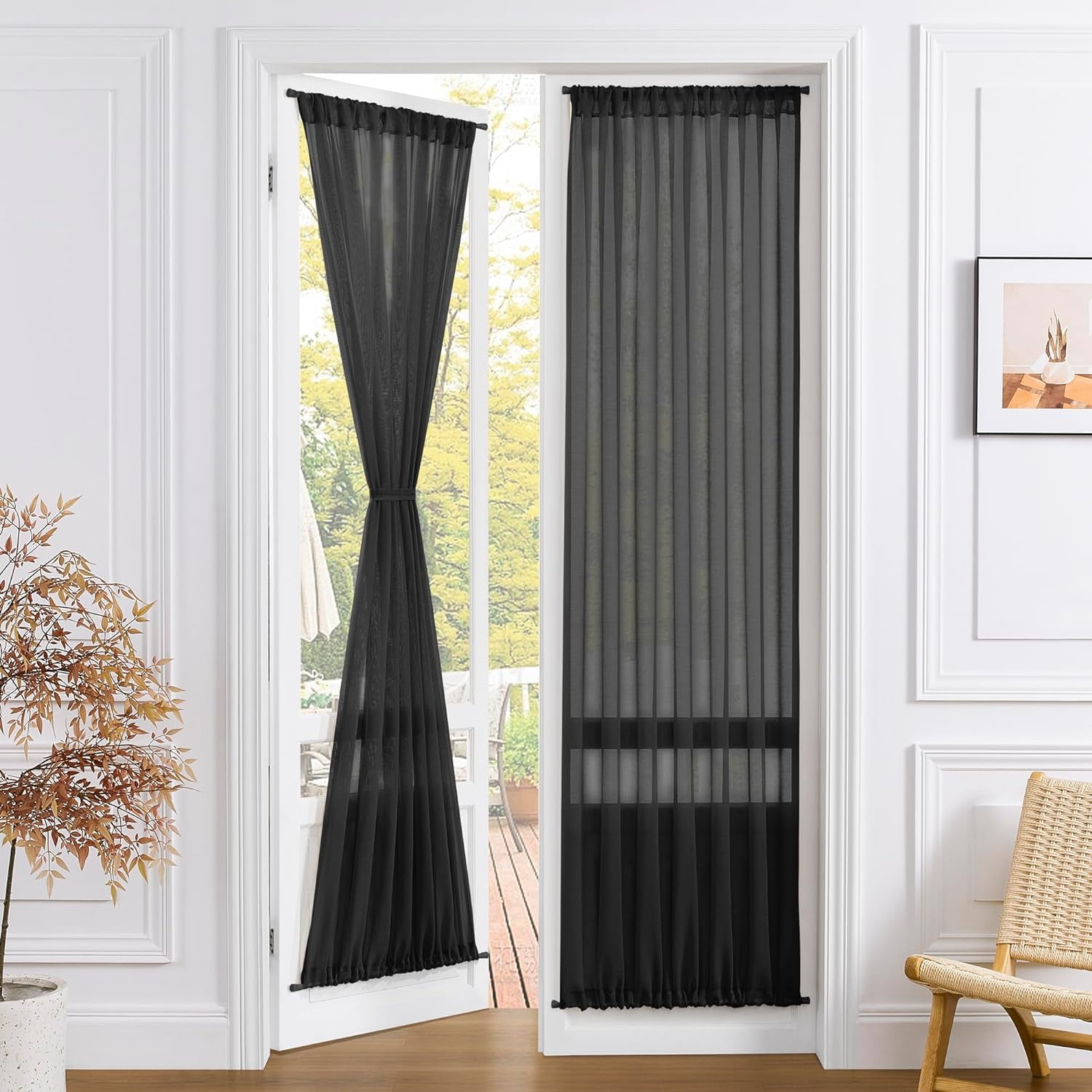 XIACOCO-White Sheer Curtains 84 Inches Long 2 Panels Set, Sheer White ...