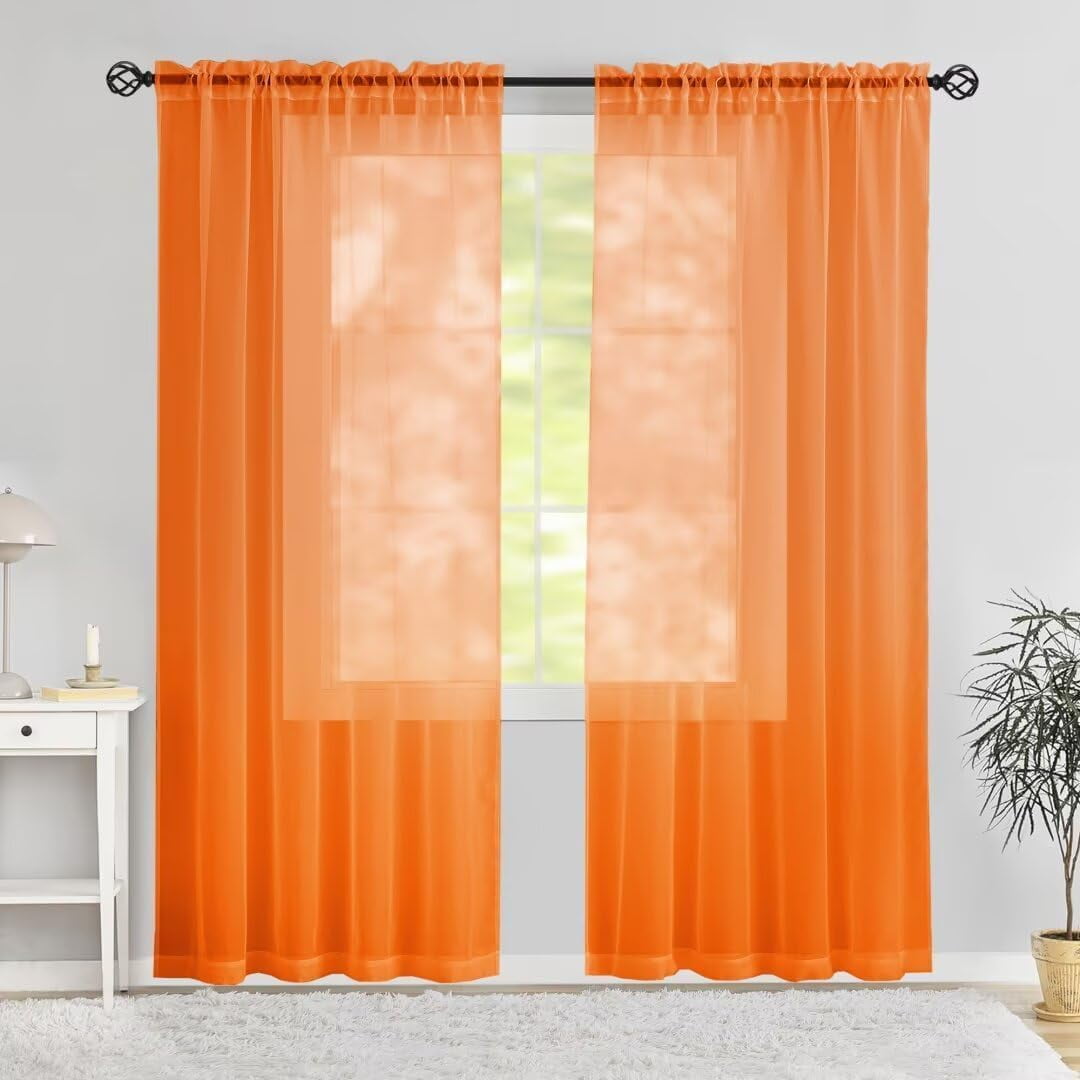 XIACOCO-White Sheer Curtains 84 Inches Long 2 Panels Set, Sheer White ...