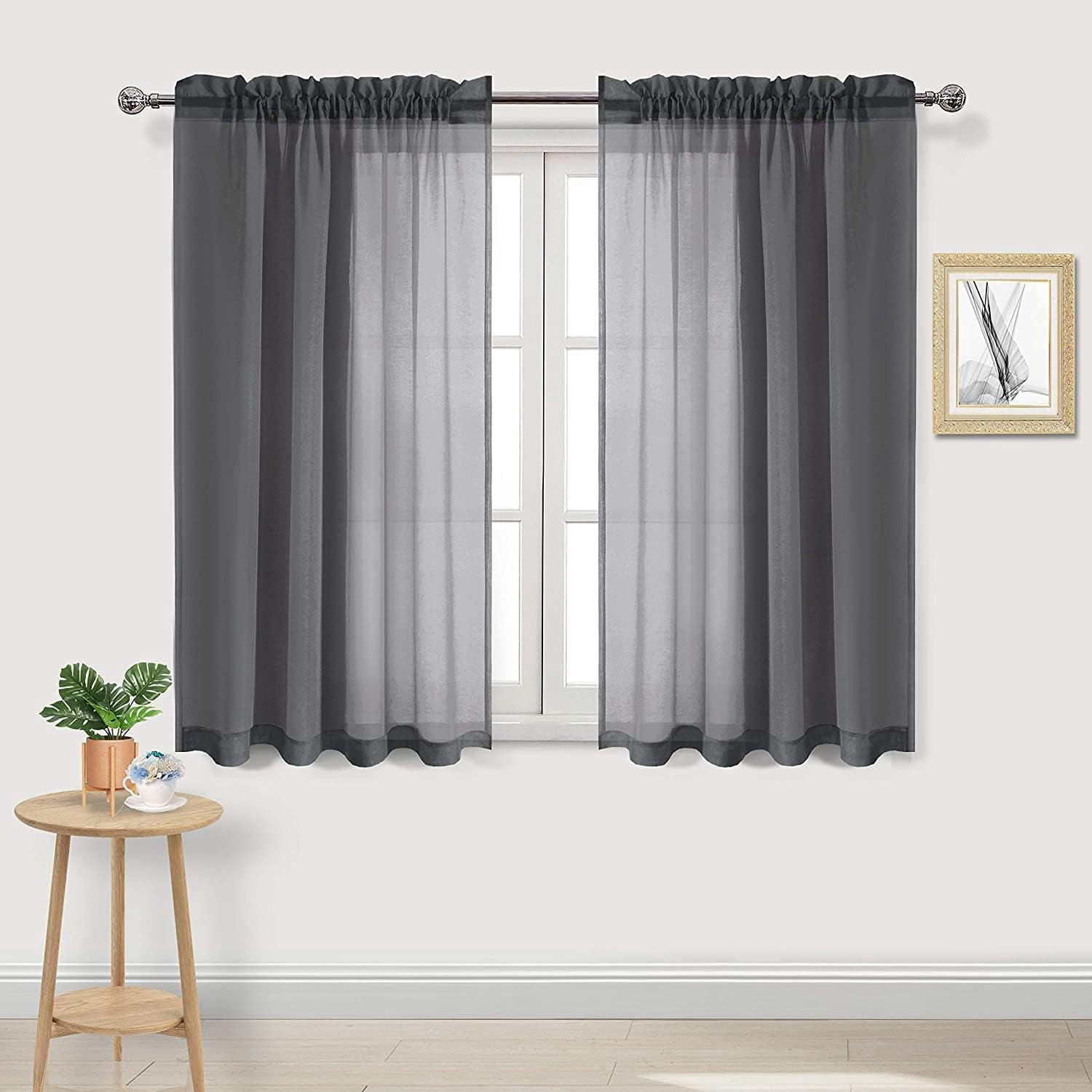 XIACOCO-White Sheer Curtains 84 Inches Long 2 Panels Set, Sheer White ...