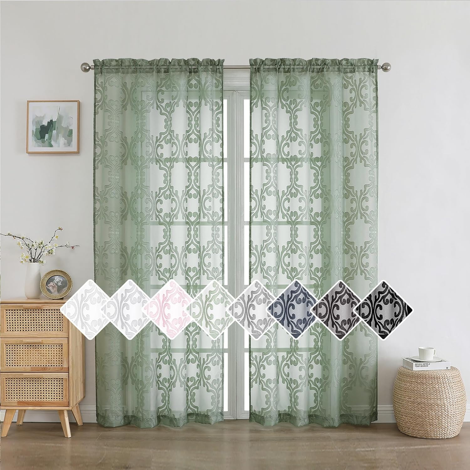XIACOCO-White Sheer Curtains 84 Inches Long 2 Panels Set, Sheer White ...