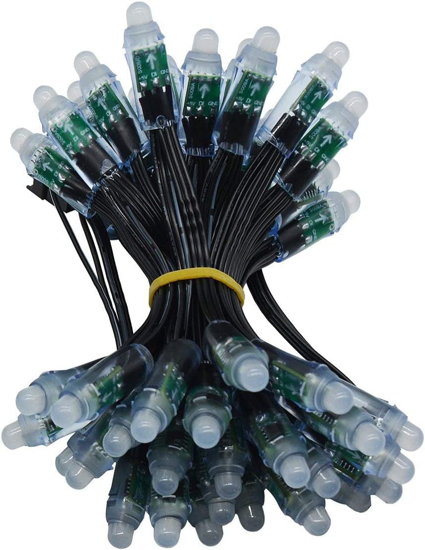 XIACOCO-Ws2811 Diffused Digital Rgb Led Pixel Lights Black Wire ...
