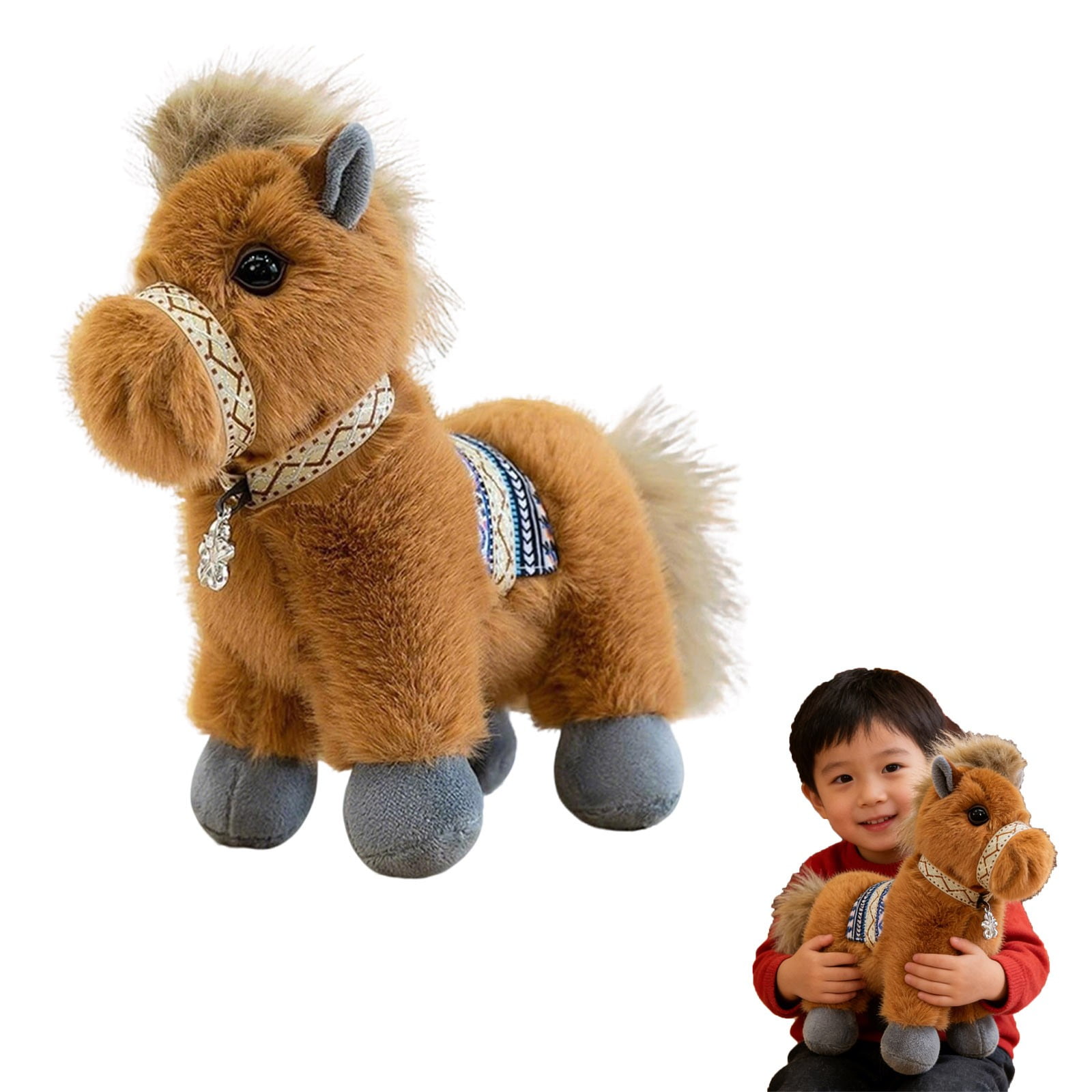 XIAHAO Walking Pony Toy, Interactive Horse Plush Toy Stuffed Animal ...