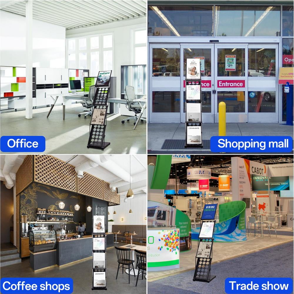 XIANERS Brochure Display Stand Metal Floor Display Booklet Catalog ...