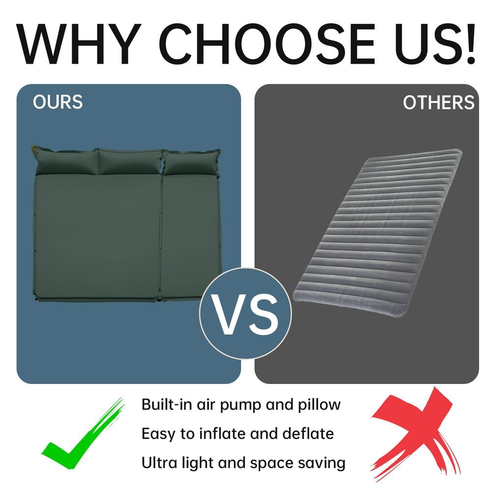 XIANERS Camping Mattress Pad Blow up Air Bed 3 Person Portable Air ...