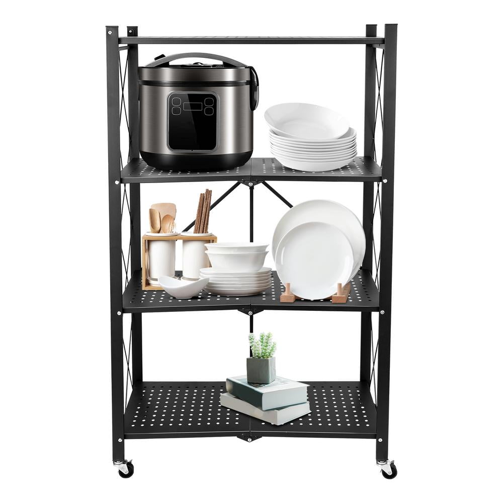 XIANERS Folding Shelf Portable 4-Tier Storage Rack Shelf Unit Heavy ...