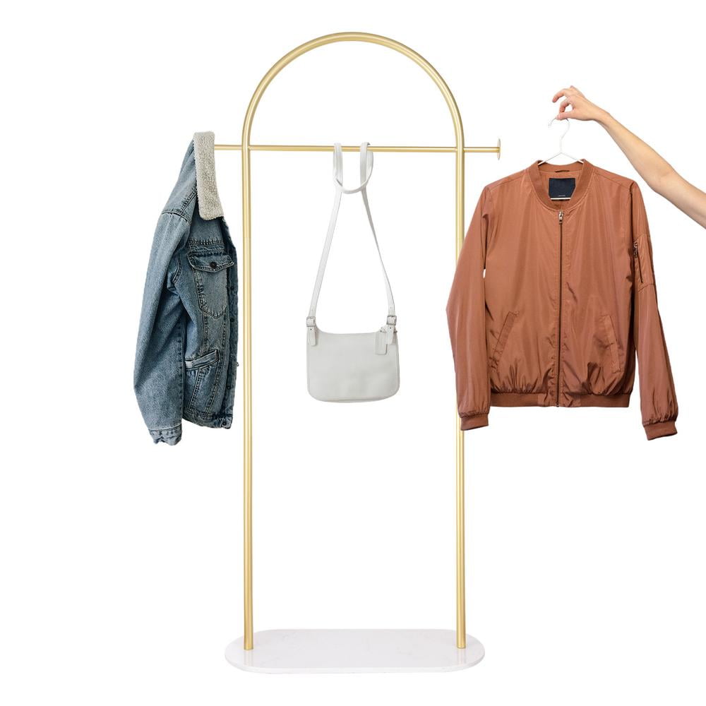 XIANERS Gold Coat Rack Gold Metal Freestanding Coat Rack with Marble ...
