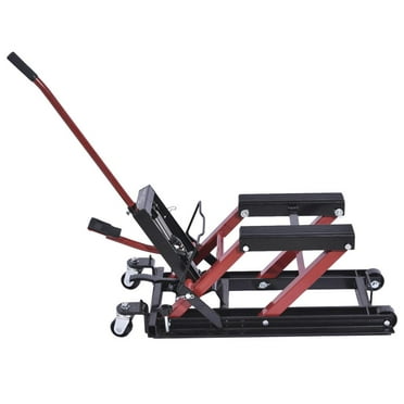 300 lbs Hydraulic Motorcycle Scissor Jack Lift Foot Step Wheels for ...