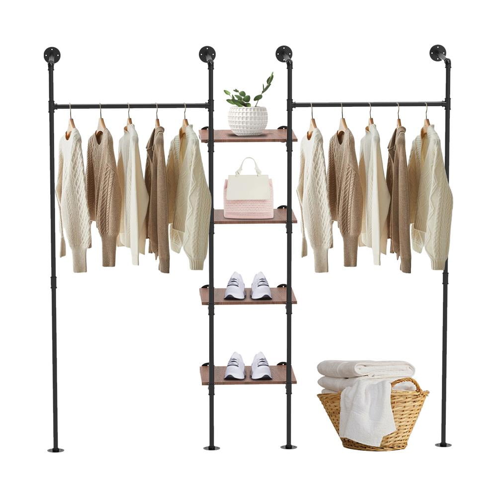 XIANERS Pipe Clothing Rack Four Layers Wall Clothes Rack Wall Mounted ...