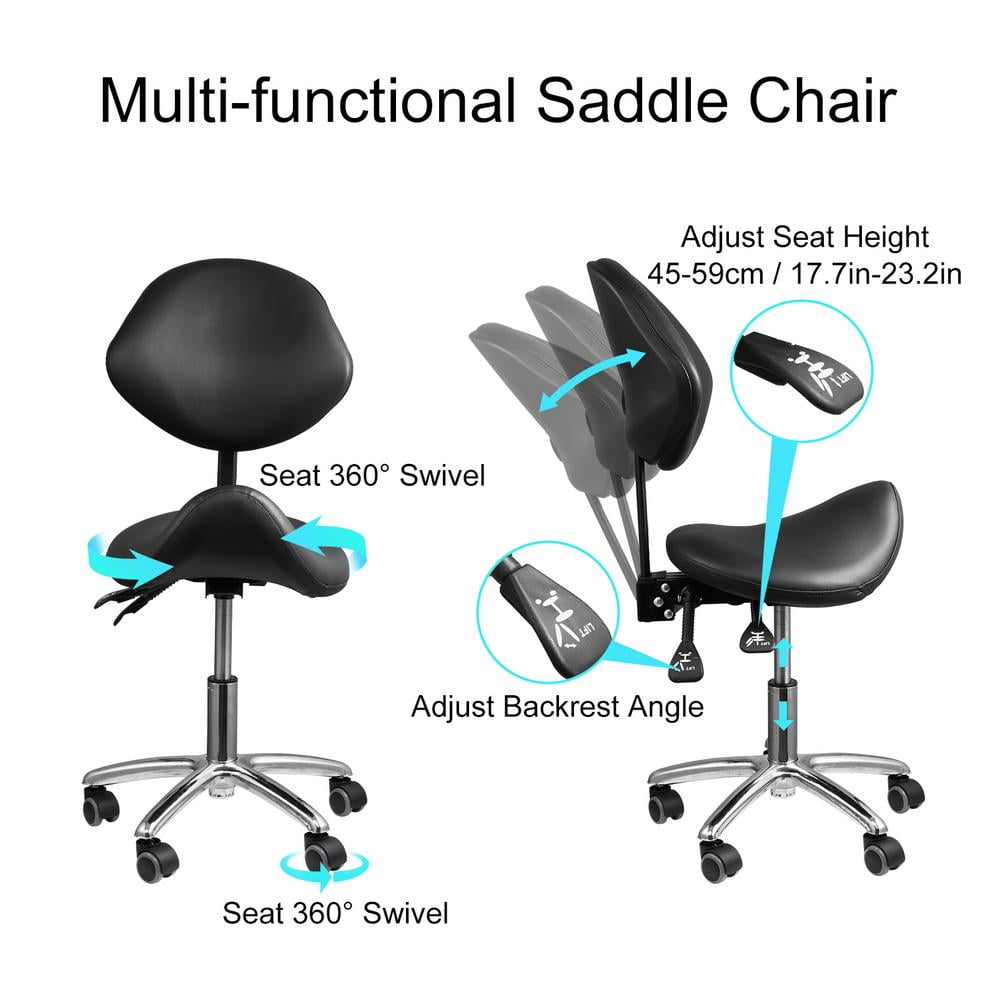 XIANERS Professional Saddle Stool Adjustable Ergonomic Rolling Salon ...