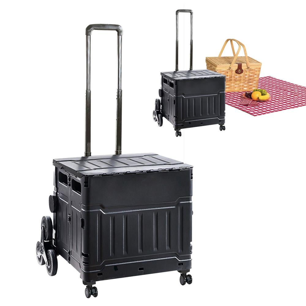 XIANERS Rolling Crate Cart Teacher Rolling Cart Portable Foldable ...