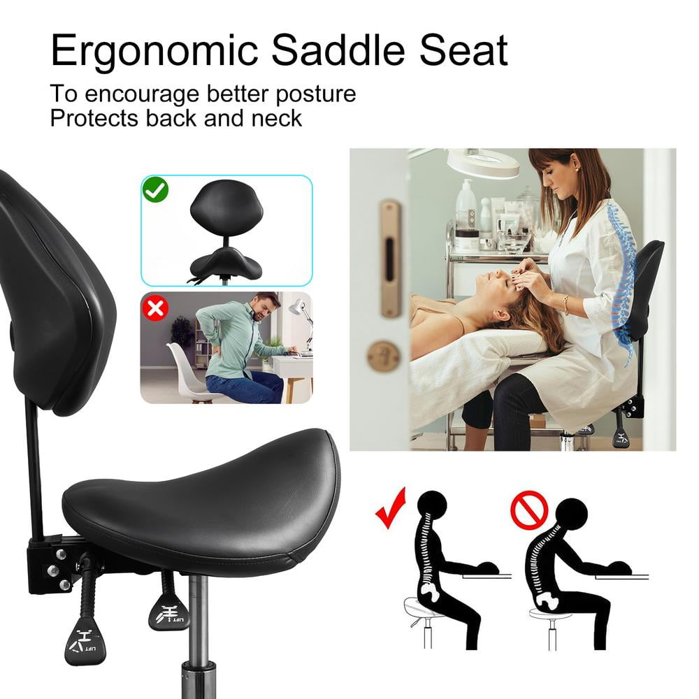 XIANERS Rolling Saddle Stool Adjustable Hydraulic Stool Rolling Esthetician Chair Comfortable ...