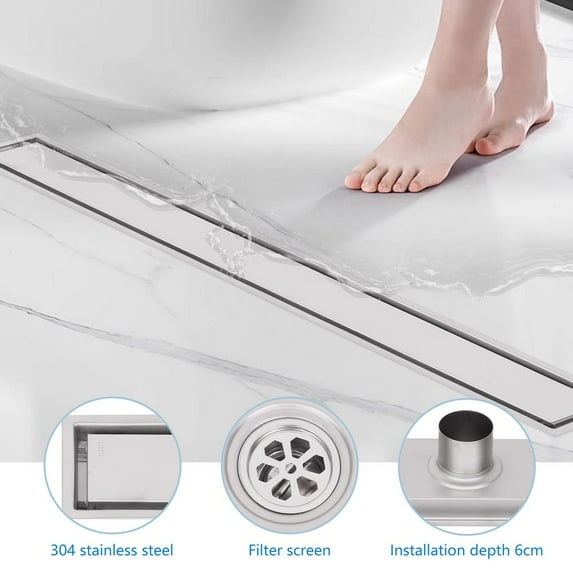 XIANERS Shower Floor Drain Rectangle Bathroom Drain 304 Stainless Steel ...
